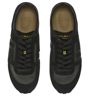 Balmain Racer 45 Lambskin And Suede Trainers - Black