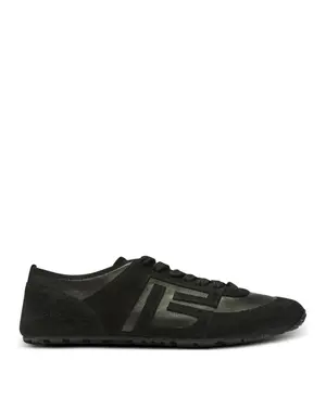Balmain Racer 45 Lambskin And Suede Trainers - Black