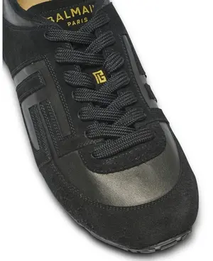 Balmain Racer 45 Lambskin And Suede Trainers - Black