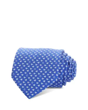FERRAGAMO Silk Gancini Paper Airplane Tie F.celeste