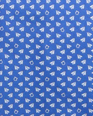 FERRAGAMO Silk Gancini Paper Airplane Tie - F.celeste