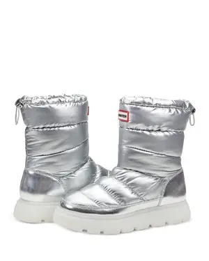 Hunter Maribels 3 Puffer Boots - Silver