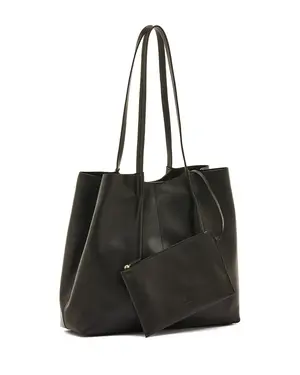 Il Bisonte Nina Large Pleated Leather Tote - Black