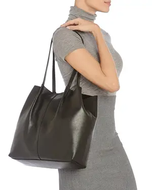 Il Bisonte Nina Large Pleated Leather Tote - Black