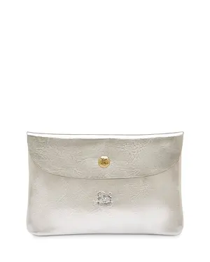 Il Bisonte Manuela Leather Coin Purse - Silver