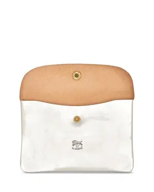 Il Bisonte Manuela Leather Coin Purse - Silver