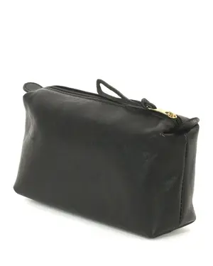 Il Bisonte Classic Leather Zip Pouch - Black