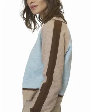 Central Park West Color Blocked V-neck Sweater