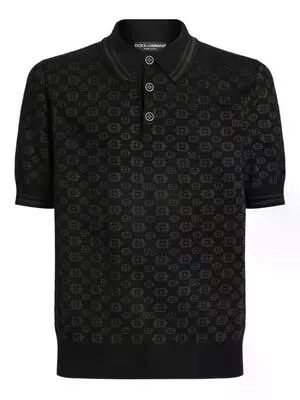 Dolce & Gabbana Geometric-pattern Polo Shirt - Black