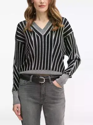 Dkny Striped V-neck Sweater