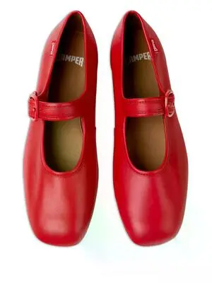 Camper Buckle Strap Ballet Flats - Red