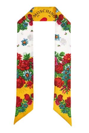 Moschino Silk Scarf With Floral Motif - Multicolour
