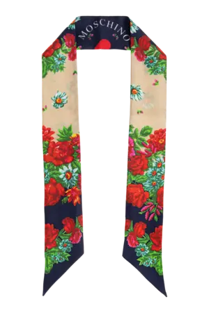MOSCHINO Silk Scarf With Floral Motif