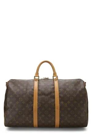 LOUIS VUITTON Monogram Keepall Bandouliere 50 Travel Bag - Brown