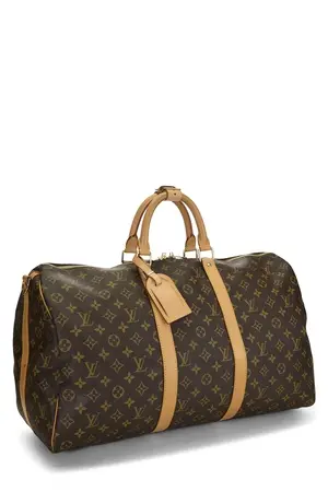 LOUIS VUITTON Monogram Keepall Bandouliere 50 Travel Bag - Brown