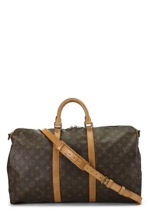LOUIS VUITTON Monogram Keepall Bandouliere 50 Duffle Bag - Brown