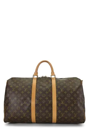 LOUIS VUITTON Monogram Keepall Bandouliere 50 Duffle Bag - Brown