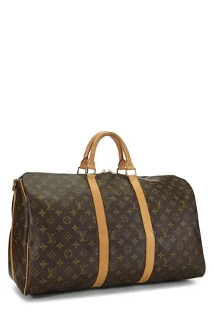 LOUIS VUITTON Monogram Keepall Bandouliere 50 Duffle Bag - Brown