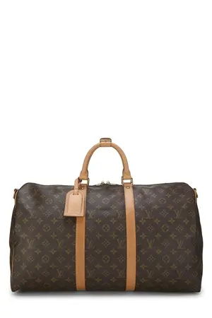 LOUIS VUITTON Monogram Keepall Bandouliere 50 Duffle Bag - Brown