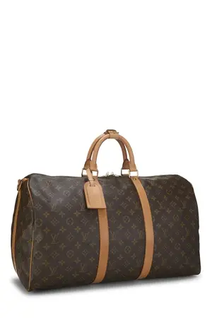 LOUIS VUITTON Monogram Keepall Bandouliere 50 Duffle Bag - Brown