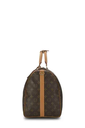 LOUIS VUITTON Monogram Keepall Bandouliere 50 Duffle Bag - Brown