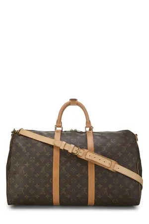LOUIS VUITTON Monogram Keepall Bandouliere 50 Duffle Bag - Brown