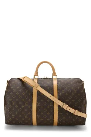 LOUIS VUITTON Monogram Keepall Bandouliere 50 Duffle Bag - Brown