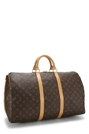 LOUIS VUITTON Monogram Keepall Bandouliere 50 Duffle Bag - Brown