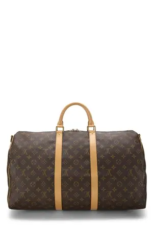 LOUIS VUITTON Monogram Keepall Bandouliere 50 Duffle Bag - Brown