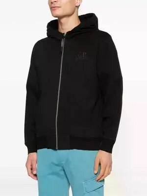 C.P. COMPANY Logo-embroidered Hoodie - Black