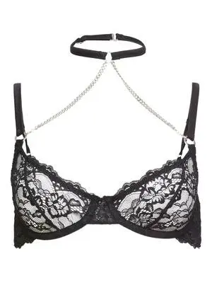 Fleur Du Mal Bianca Chain Lace Bra - Black