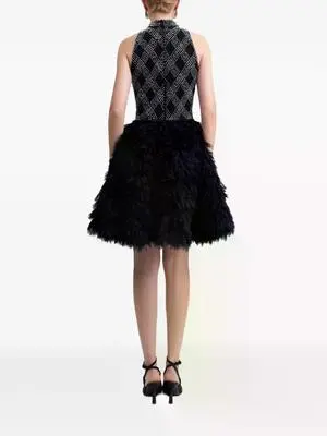 GEMY MAALOUF Beaded High-collar Feathered Dress