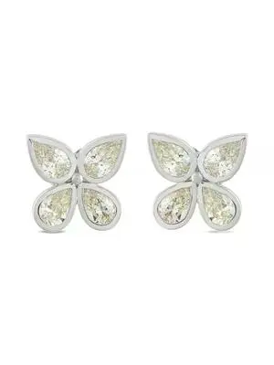 LB EXCLUSIVE Diamond Four-petal Earrings - Silver