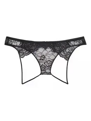 Fleur Du Mal Bianca Lace Ouvert Panty - Black