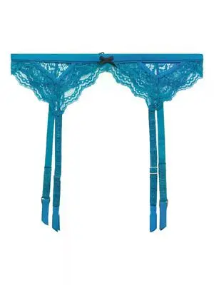 FLEUR DU MAL Bianca Lace Garter Belt - Blue