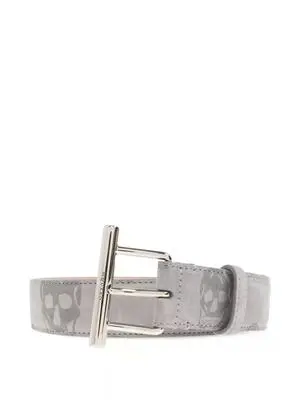 Alexander McQueen Skull-print Leather Belt - Grey