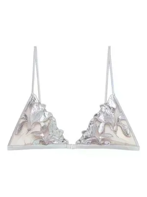 Fleur Du Mal Lily Embroidery Bra - Grey