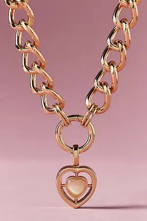 Anthropologie Chunky Heart Chain Necklace - Gold