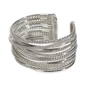 David Yurman Sterling Silver Diamond Crossover Cuff Bracelet