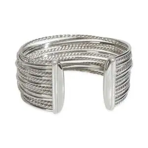 David Yurman Sterling Silver Diamond Crossover Cuff Bracelet
