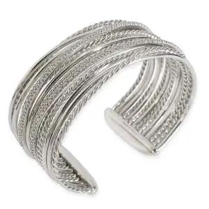 David Yurman Sterling Silver Diamond Crossover Cuff Bracelet