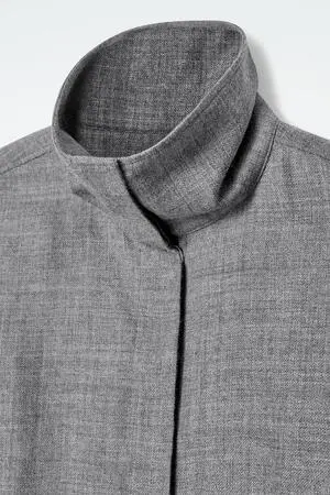 Cos Relaxed Mock-neck Wool-flannel Shirt
