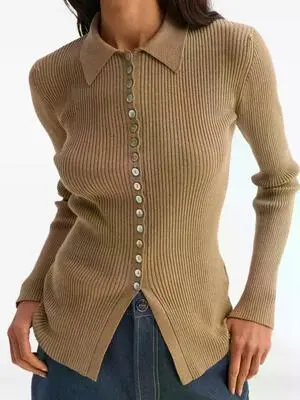 RÓHE Ribbed Buttoned Cardigan