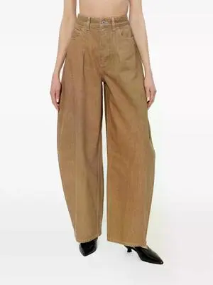 Jacquemus Pleat-detail Wide-leg Denim Jeans - Brown