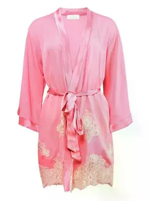 Fleur Du Mal Juliet Lace Belted Robe - Pink