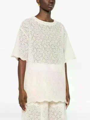 Ermanno Scervino Scalloped Lace Top - Neutrals