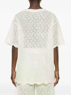 Ermanno Scervino Scalloped Lace Top - Neutrals