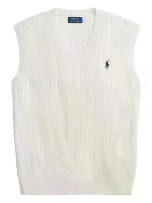 Polo Ralph Lauren Cable-knit Vest With Embroidered Logo - White