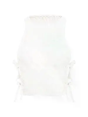 AMIR SLAMA Knitted Tie Tank Top - White