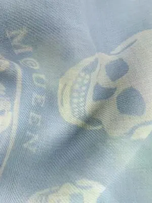 Alexander McQueen Skull Fringed Scarf - Blue